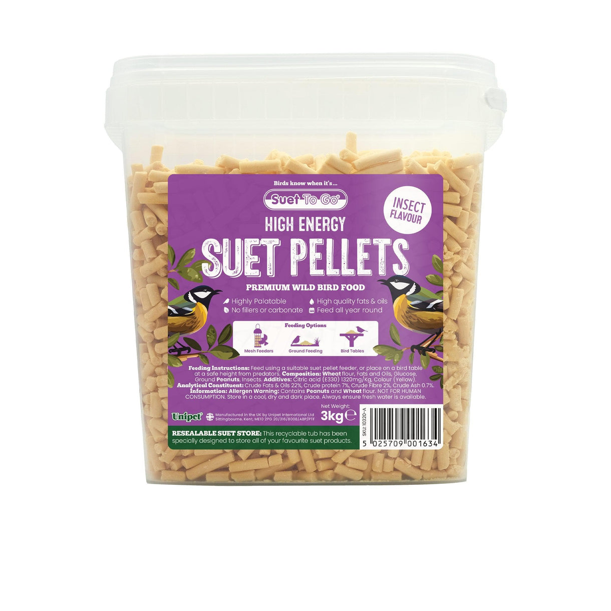 Insect Suet Pellets 3kg | Wild Garden Bird Food | No Fillers – Natures Grub