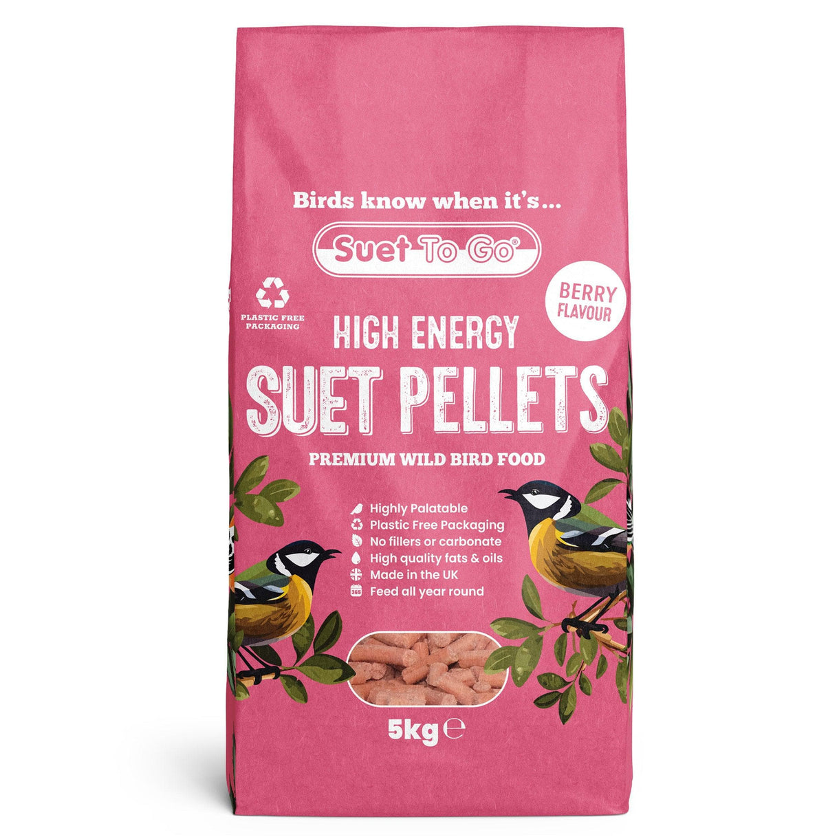 Berry Suet Pellets 5kg | Wild Garden Bird Food | No Fillers – Natures Grub